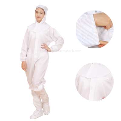Áo Liền Quần Phòng Sạch Chống Tĩnh Điện Màu Trắng Liền Nón PS16-7221 ...